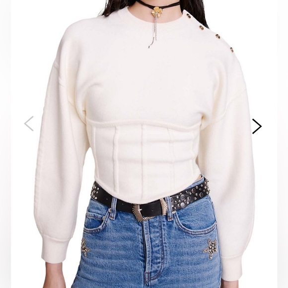 Maje | Sweaters | Maje Morset Corsetstyle Buttontrim Sweater Small ...
